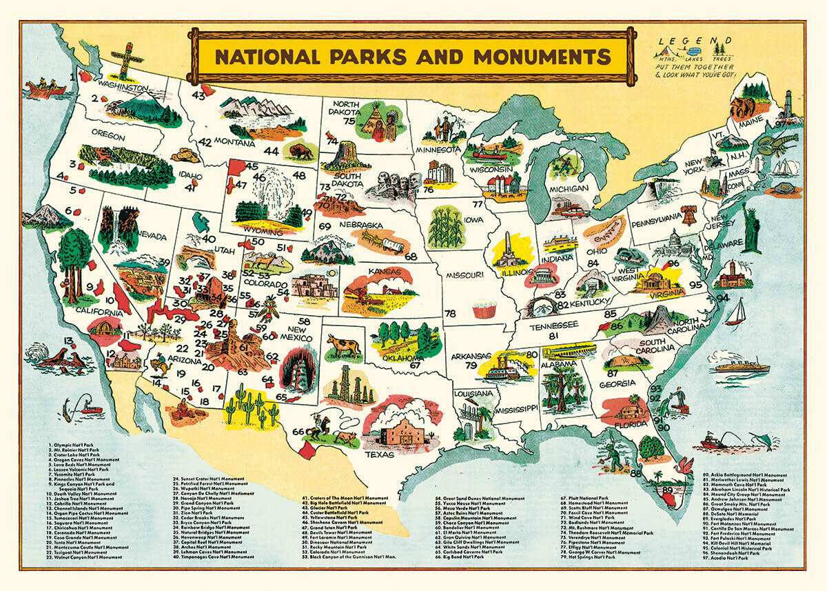Cavallini & Co. National Parks Map Poster | Cinda Lou Shop